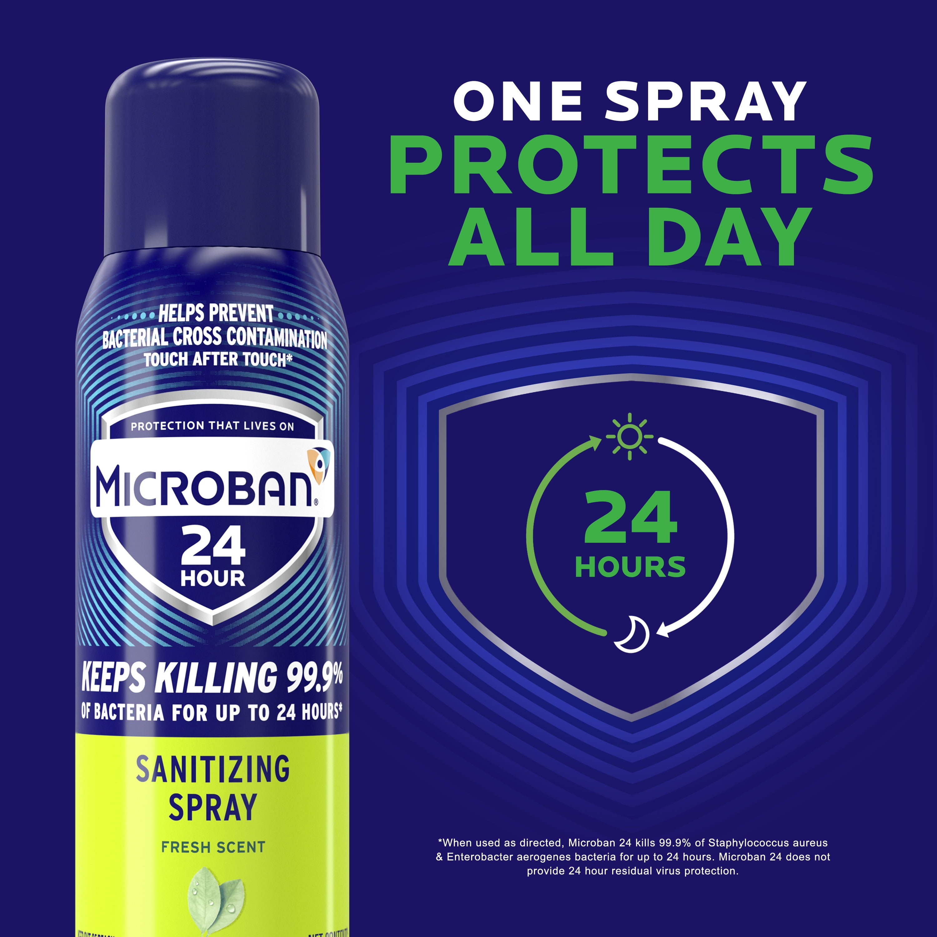 Microban 24 Hour Disinfectant Sanitizing Spray, Fresh Scent, 1 Can, 15 ...