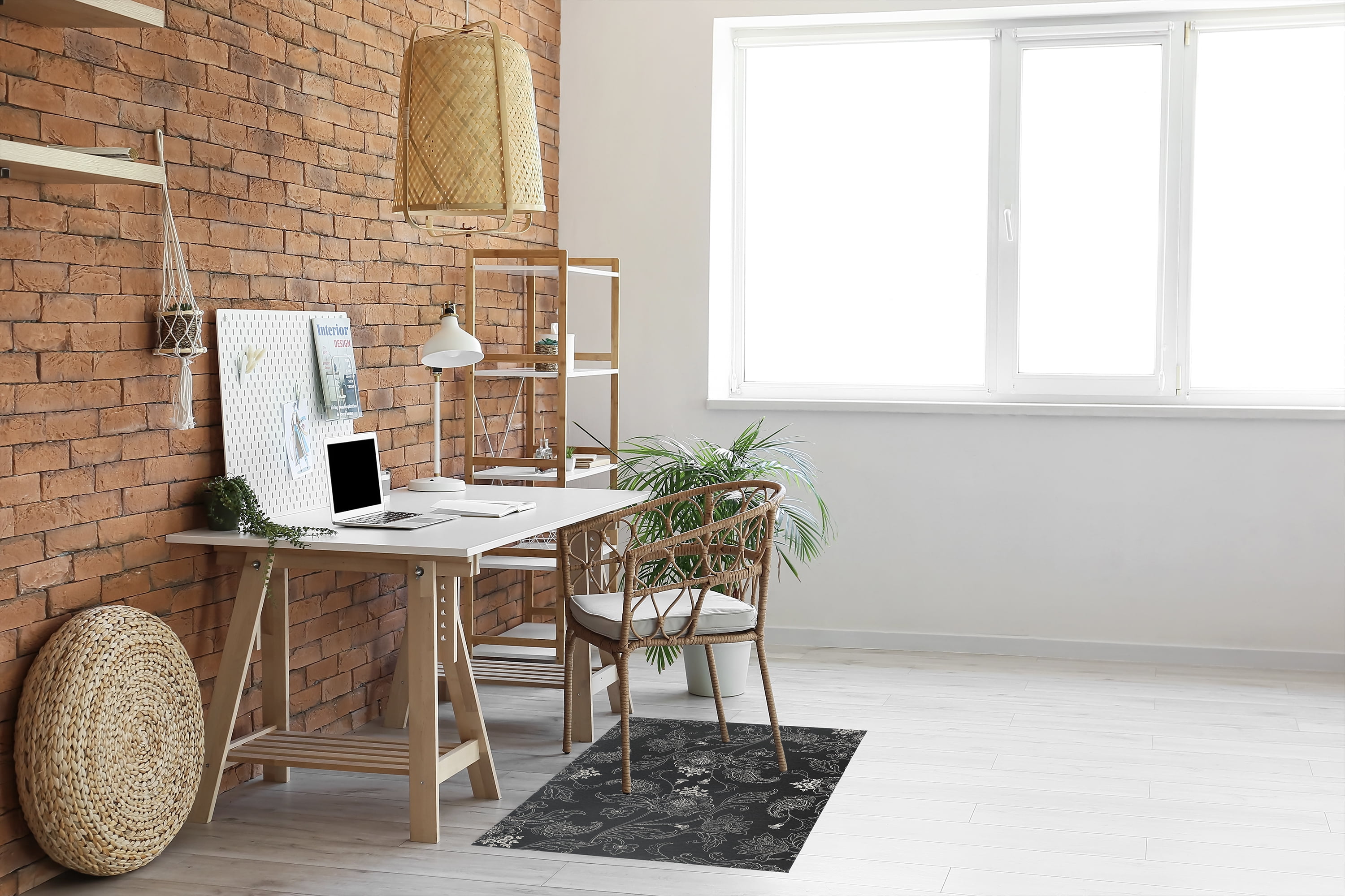 JACOBEAN FLORAL CHARCOAL Office Mat By Kavka Designs - Walmart.com