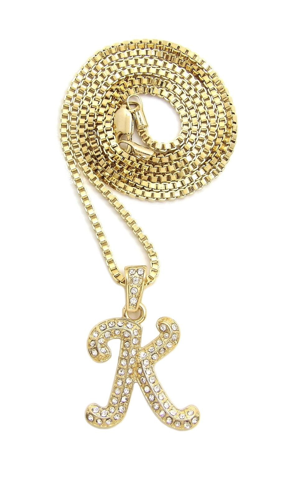 Unique Fashion 21 Unisex Stone Filled Initial Alphabet Letter Pendant ...