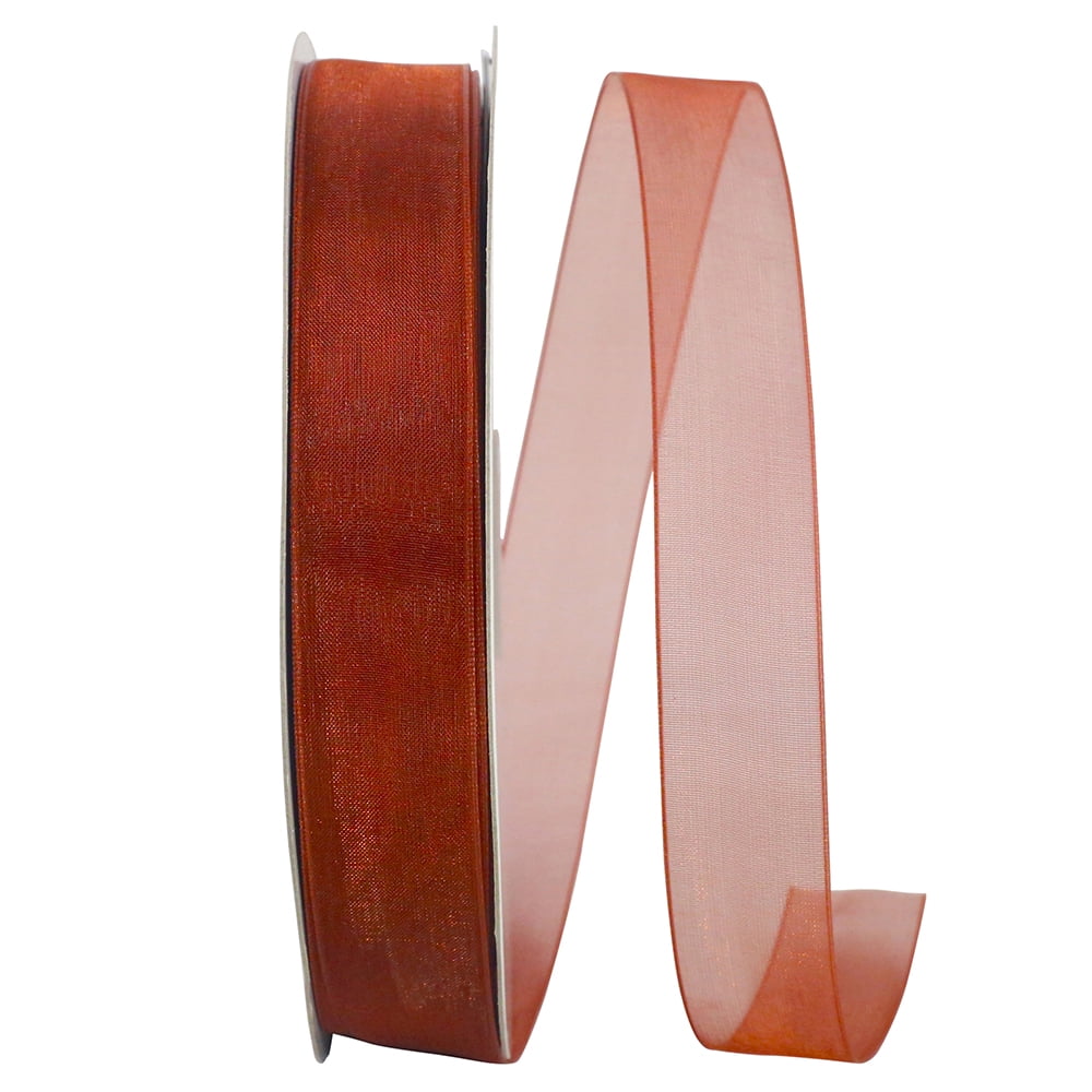 Reliant Ribbon - 25621-049-05C, Sheer With Filiment Edges Ribbon, Rust ...