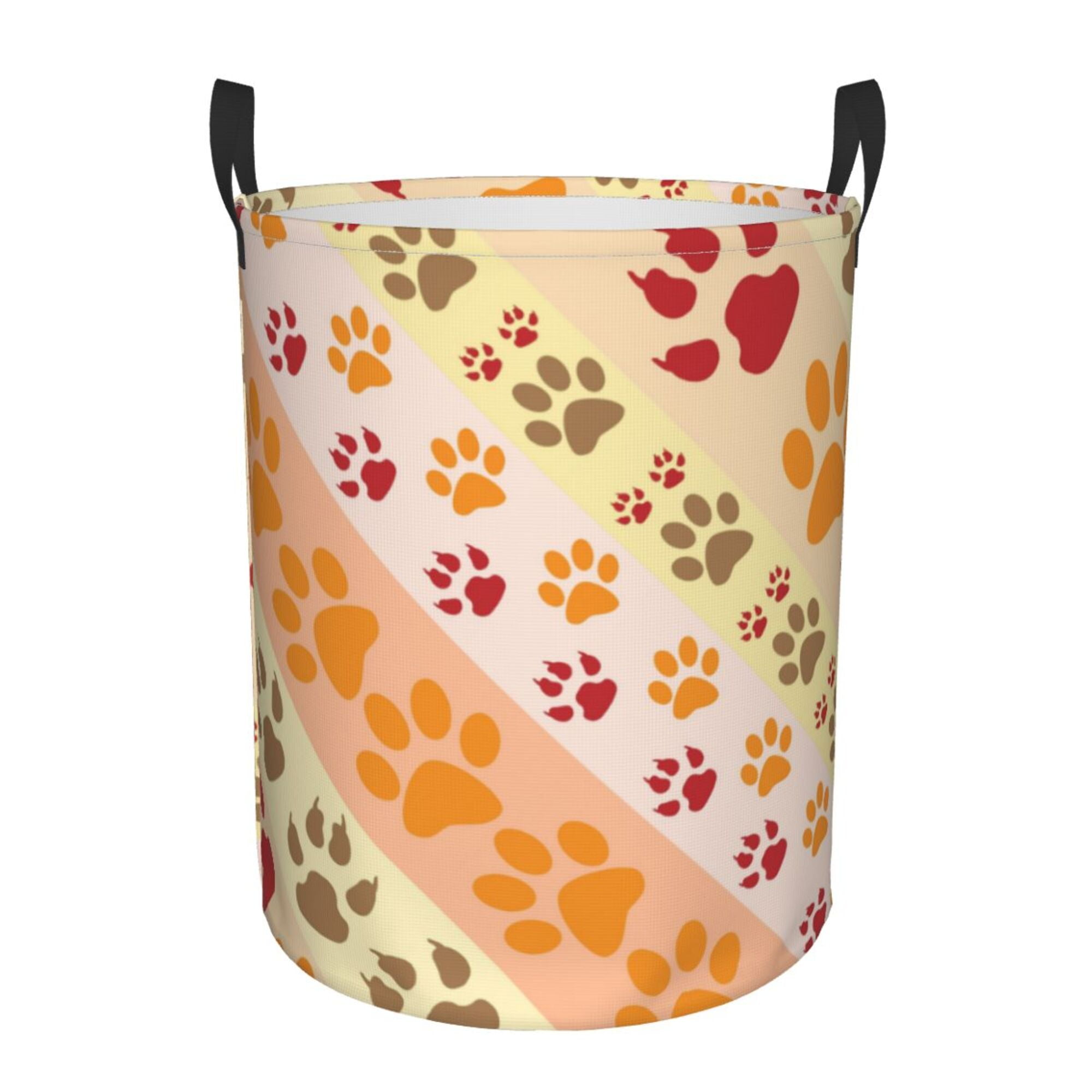 DouZhe Waterproof Collapsible Large Laundry Baskets, Fun Dog Paw Print ...