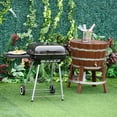 22" Charcoal Barbecue Grill with Portable Wheel, Side Tray and Lower ...