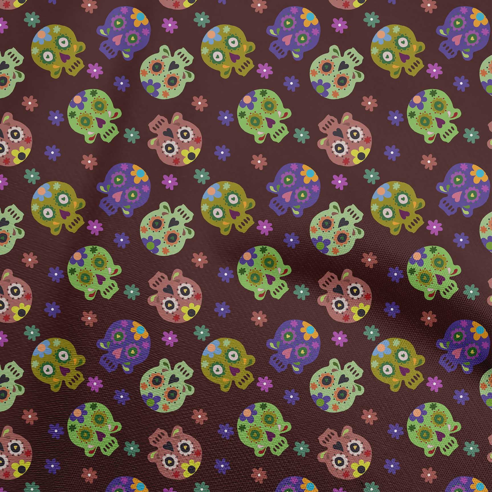 oneOone Cotton Jersey Maroon Fabric Skull Diy Clothing Quilting Fabric ...