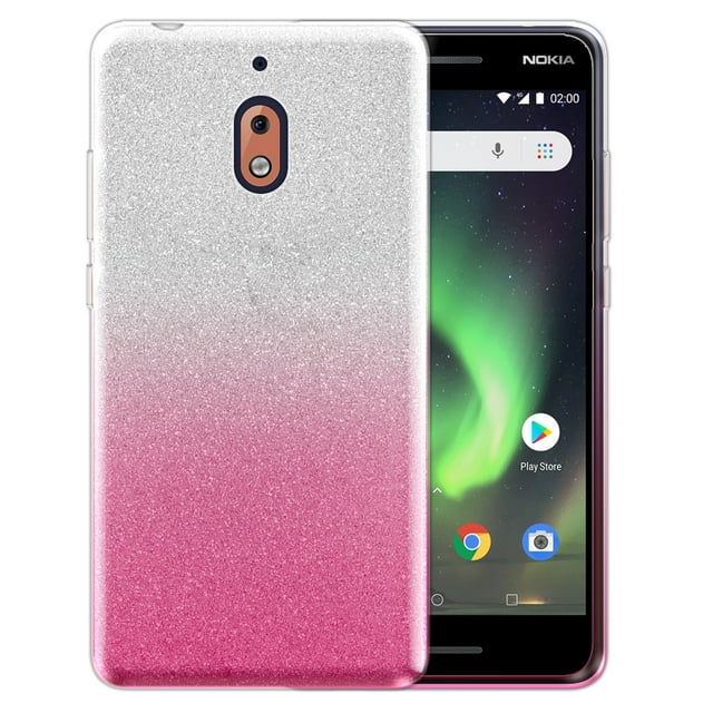 FINCIBO Pink Gradient Glitter Case, Sparkle Bling TPU Cover for Nokia ...