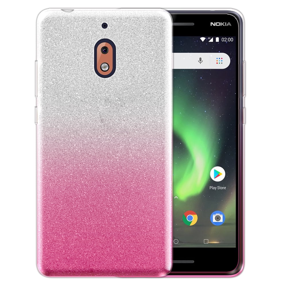 FINCIBO Pink Gradient Glitter Case, Sparkle Bling TPU Cover for Nokia ...