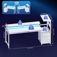edx 59" Gaming Desk, USB Ports & LED Lights, Reversible Table with ...
