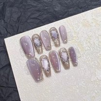 Mané Nails - Handmade Peachy Ribbon Delight Press-On Nails Small, Kit ...