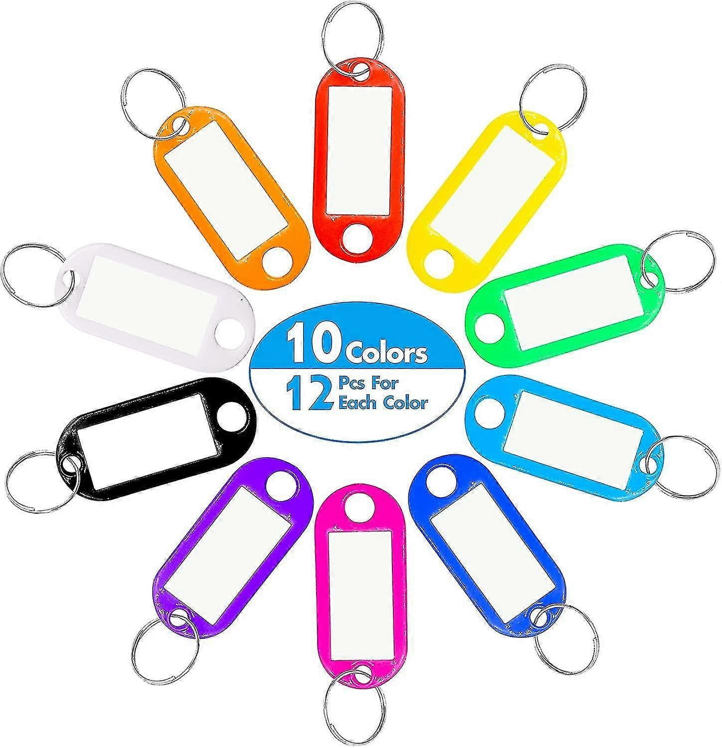 120 Pack Plastic Key Tags Split Ring Labels Window In Assorted 10 ...