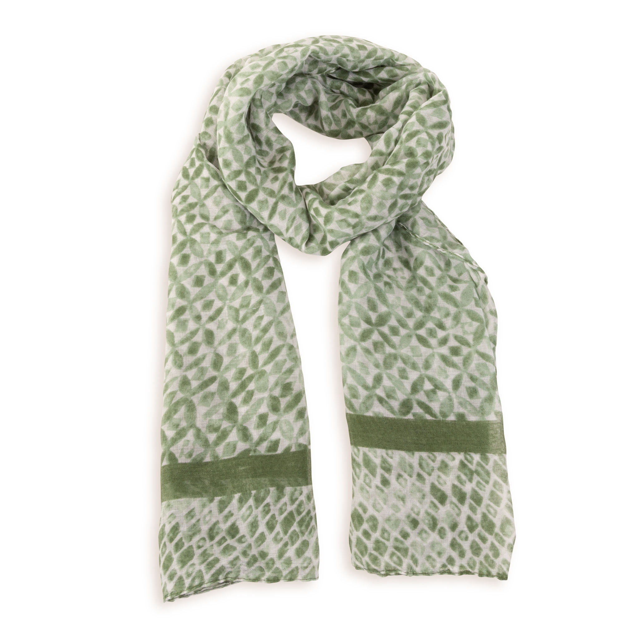 Howard’s Soft and Cozy Lightweight Sage Geometric Printed Sheer Chiffon ...