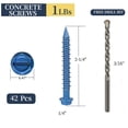 42Pcs 1/4 x 2-1/4 in Concrete Screws with Drill bits,Masonry Screws for ...