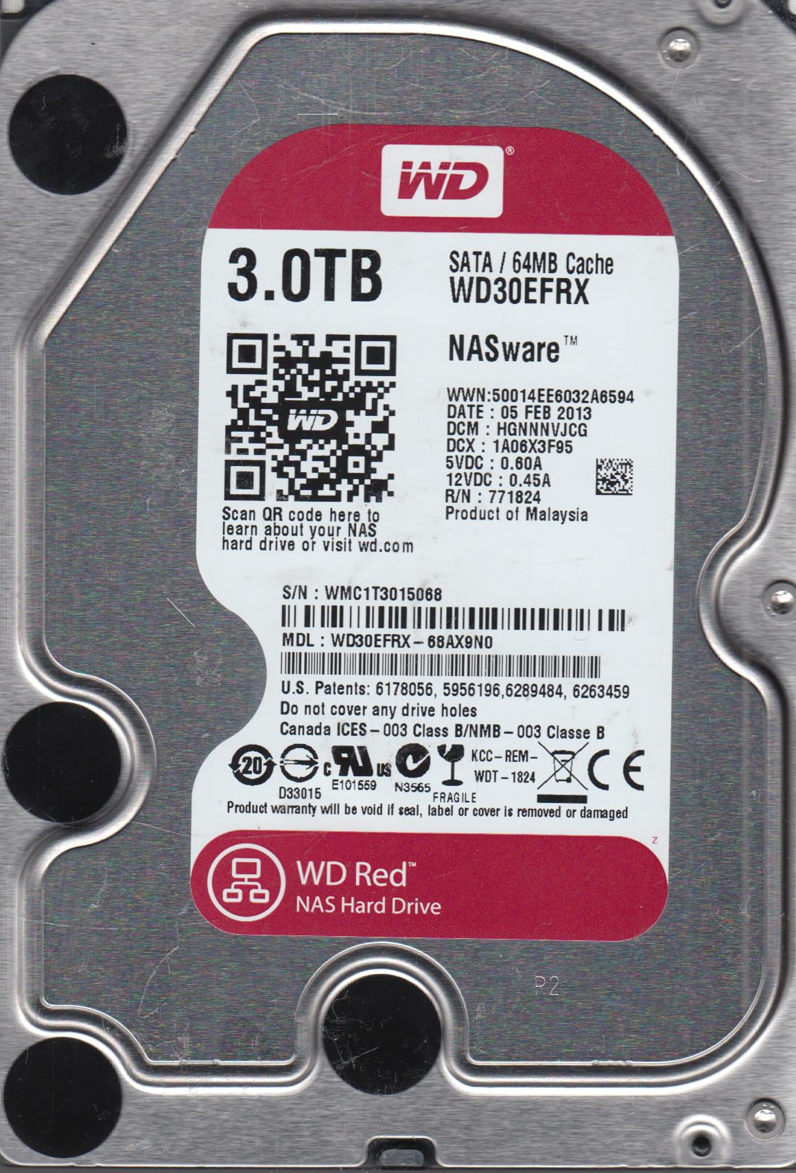 WD30EFRX-68AX9N0, DCM HGNNNVJCG, Western Digital 3TB SATA 3.5 Hard ...