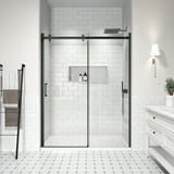 Frameless Shower Door, 56-60" W x 74" H Single Sliding Glass Door, With 5/16" Clear Tempered ...