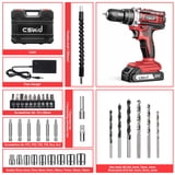 20V Cordless Drill Set - Rechargeable, LED Light, Keyless Chuck, 266in ...