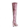 Fahrenheit Women's Knee High Faux Velvet Boots, Almond Toe, 4 inch Heel ...