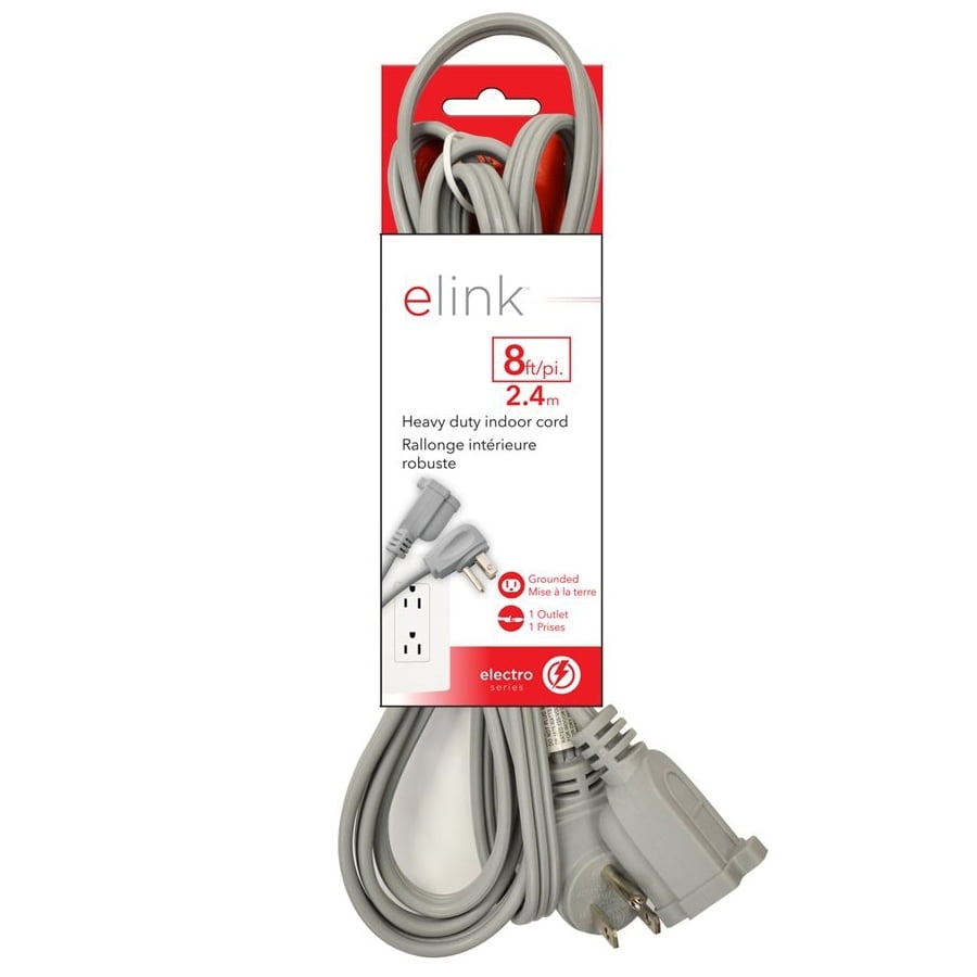 Elink EX-521 - Indoor Heavy Duty Extension Cord, 8 Feet, Grey | Walmart ...