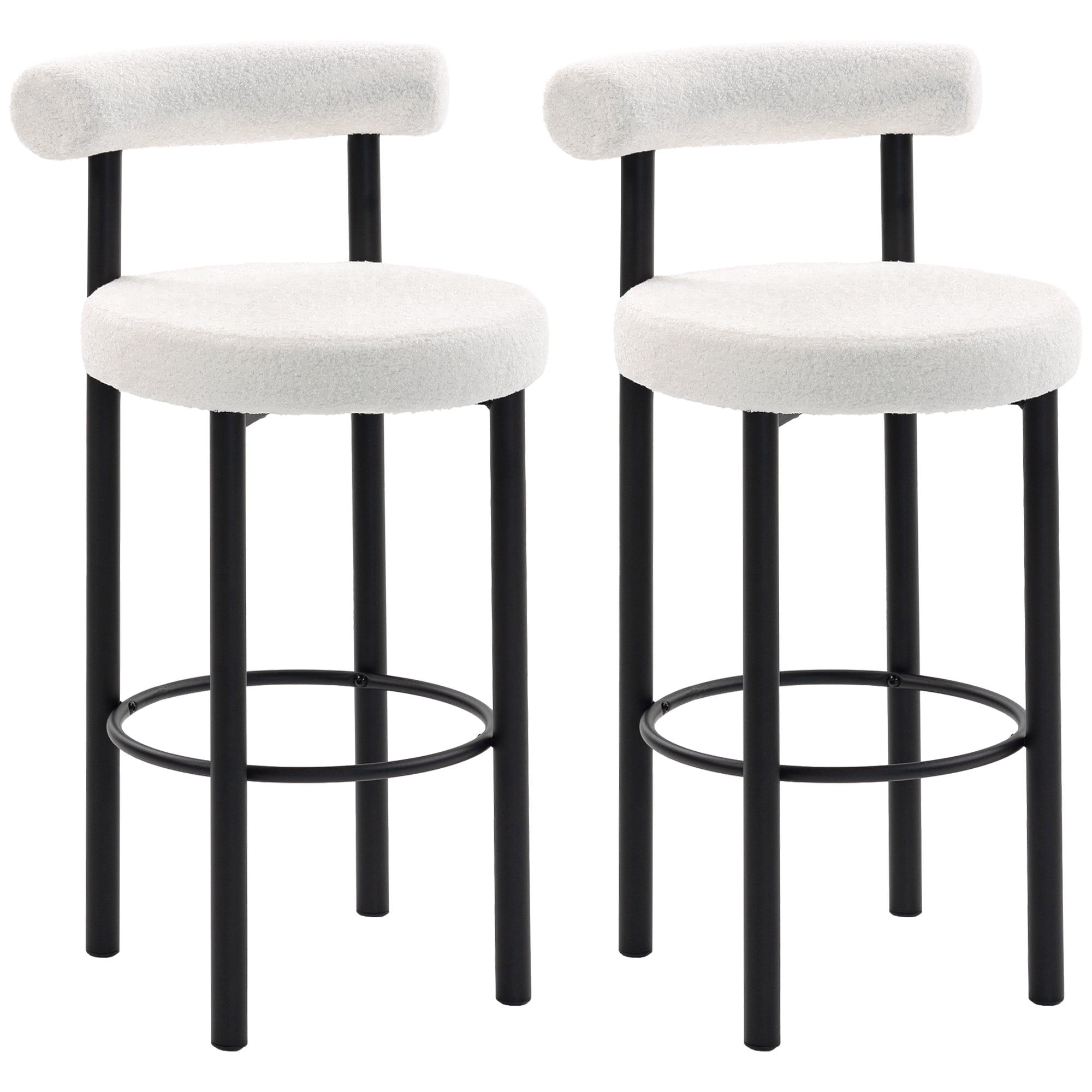 Click here for Homcom Bar Stools Set Of 2  Sherpa Fleece Upholste... prices
