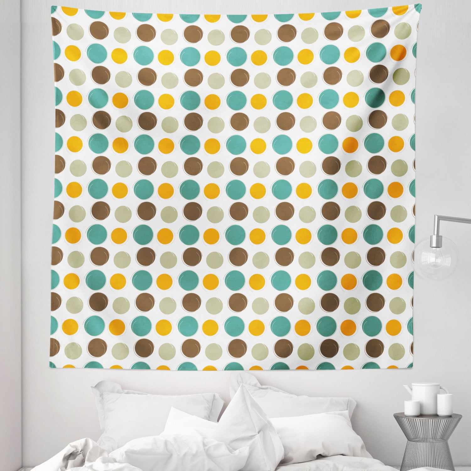 Retro Tapestry, Different Colored Hand Drawn Spots Dots Circles ...