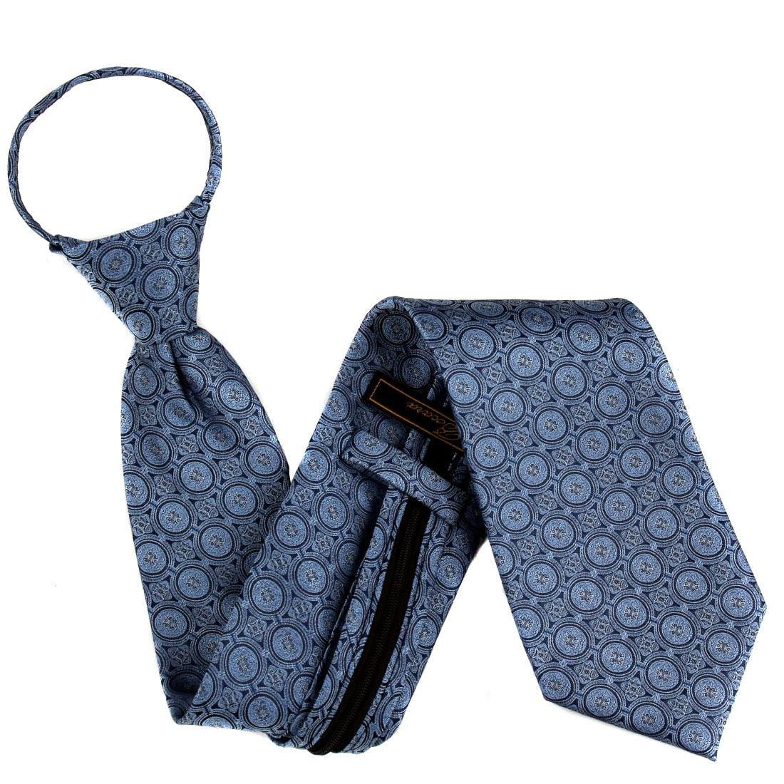 ZIP-11914 - Mens Designer Pattern Zipper Necktie Blue - Gray - Walmart.com