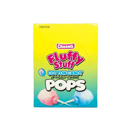 Charms Fluffy Stuff Cotton Candy Pops Lollipops, 48 Count Per Box - 1 ...