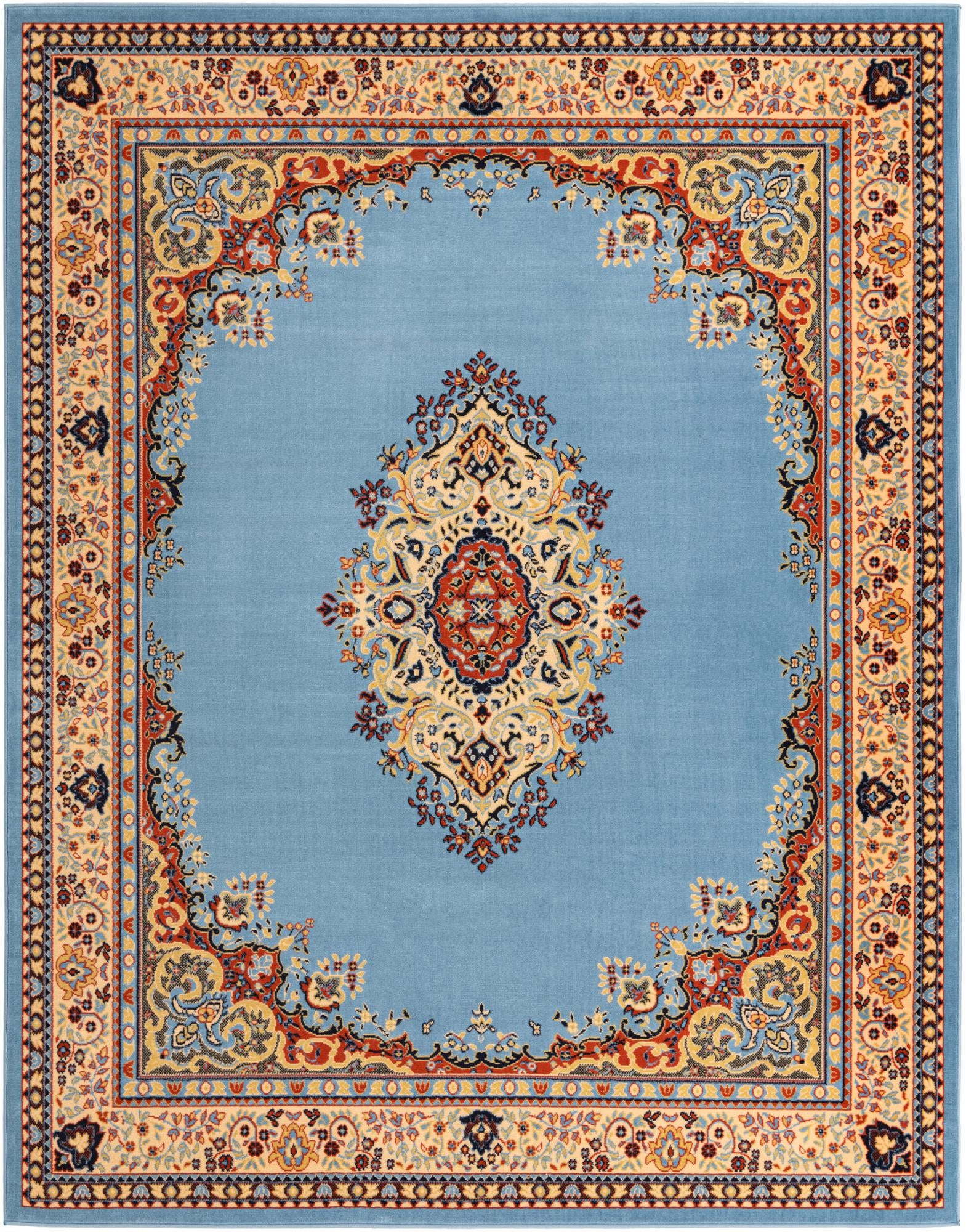 Rugs.com Amaya Collection Rug – 8' x 10' Light Blue Medium Rug Perfect ...