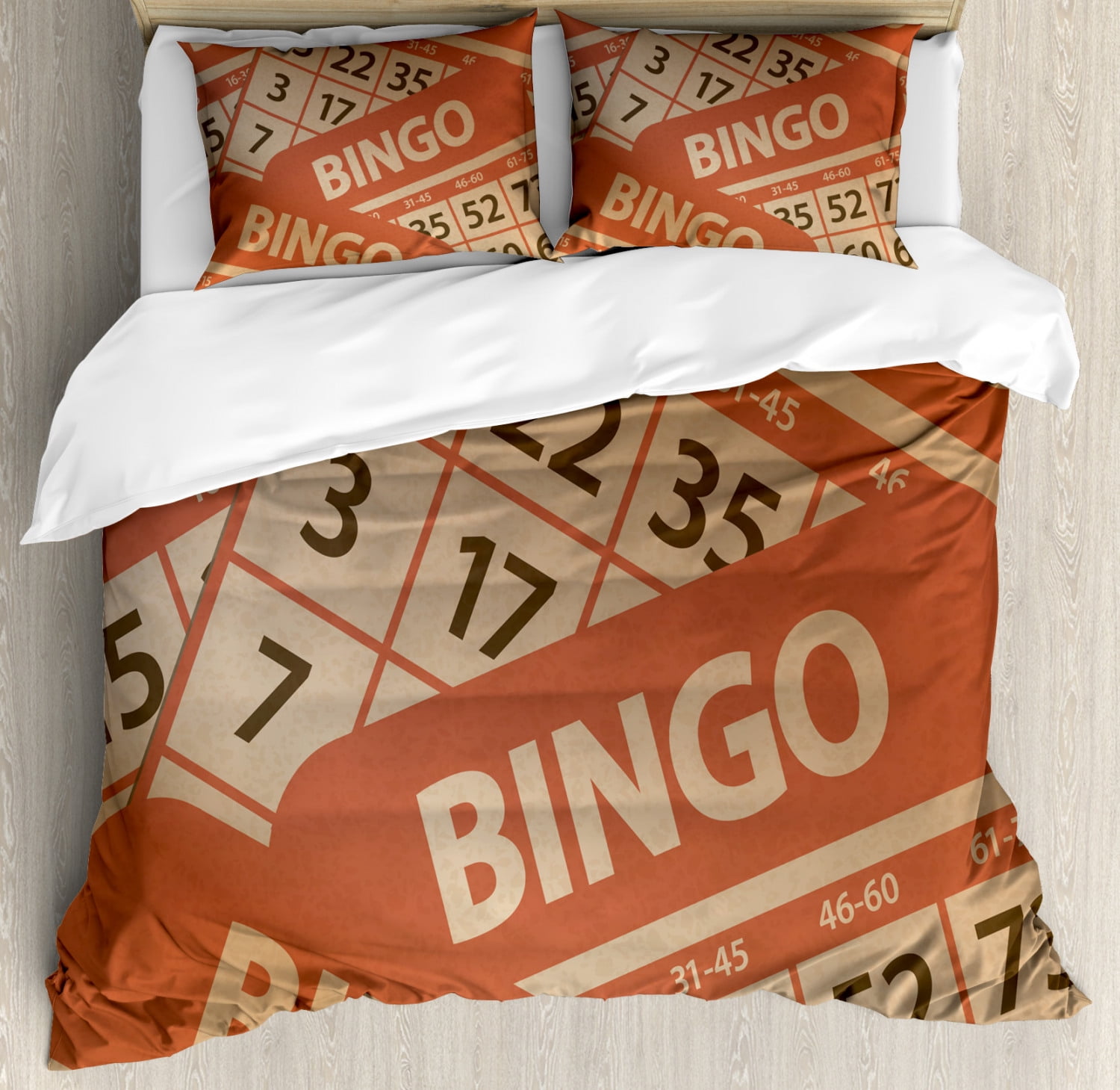 Bingo Duvet Cover Set King Size, Pile of Graphic Game Cards Design with ...