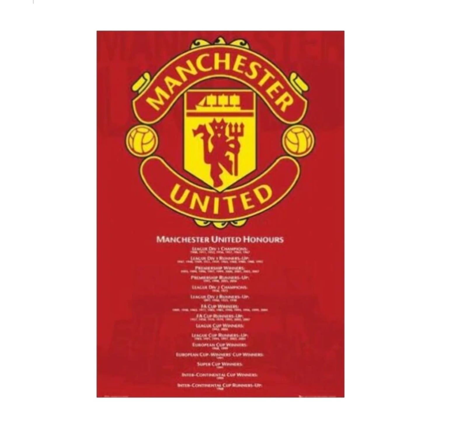 Manchester United 26 x 34 Honors Soccer Poster - Walmart.com