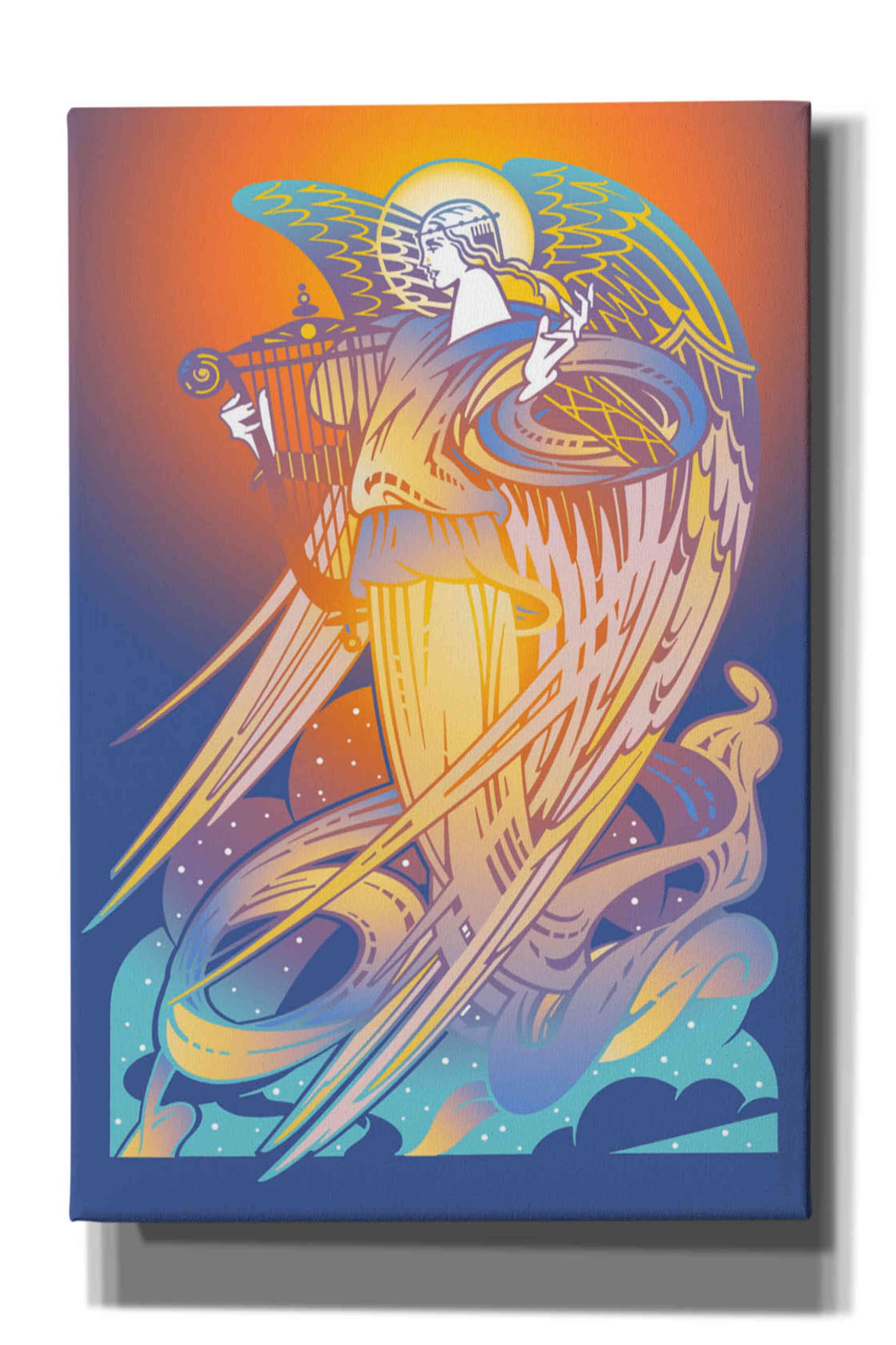 Epic Graffiti 'New Angel With Harp' by David Chestnutt, Giclee Canvas ...