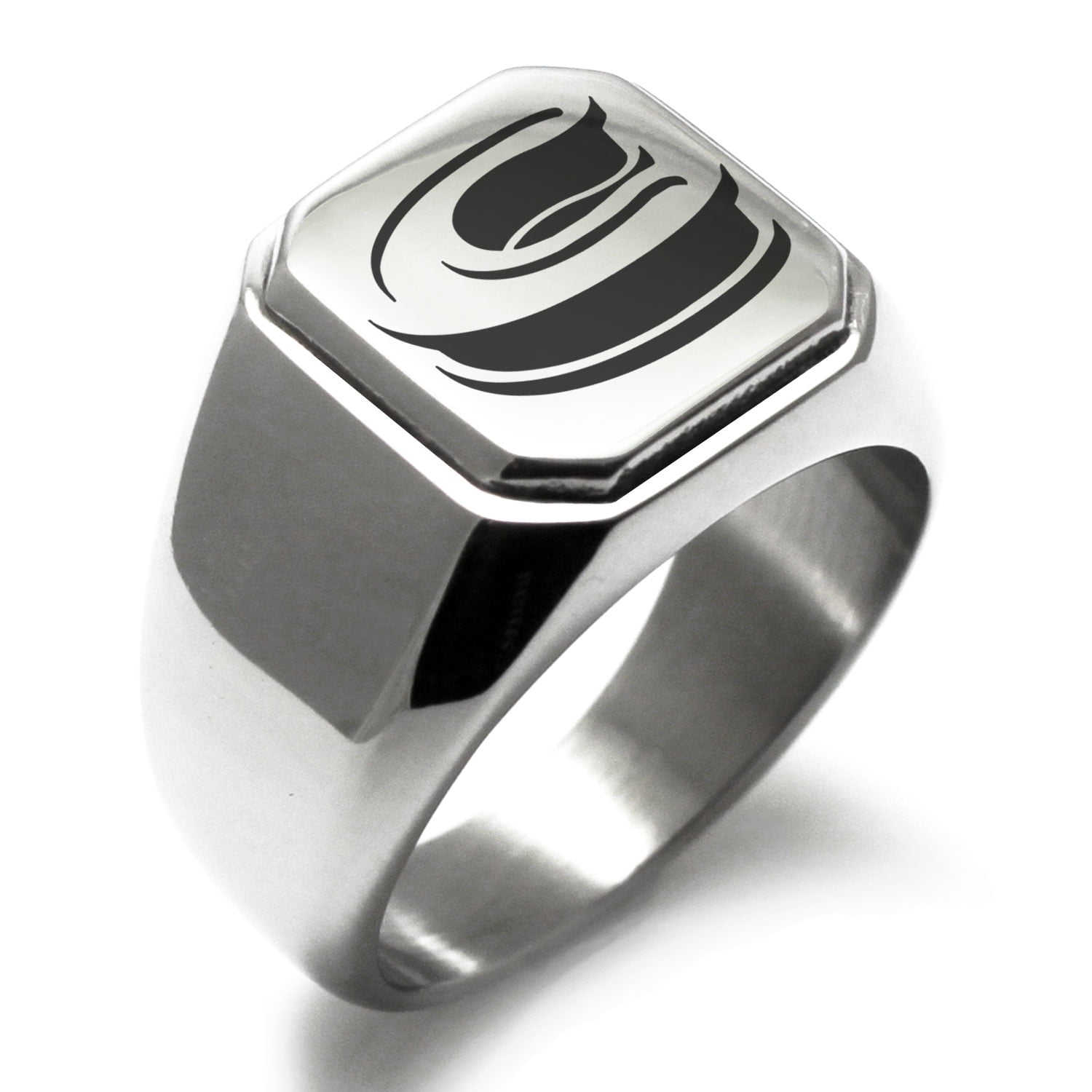 Stainless Steel Letter C Initial 3D Monogram Engraved Engraved Square ...