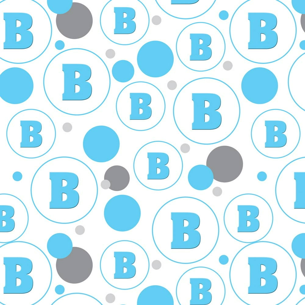 Letter B Initial Baby Boy Block Font Blue Shower Premium Gift Wrap ...
