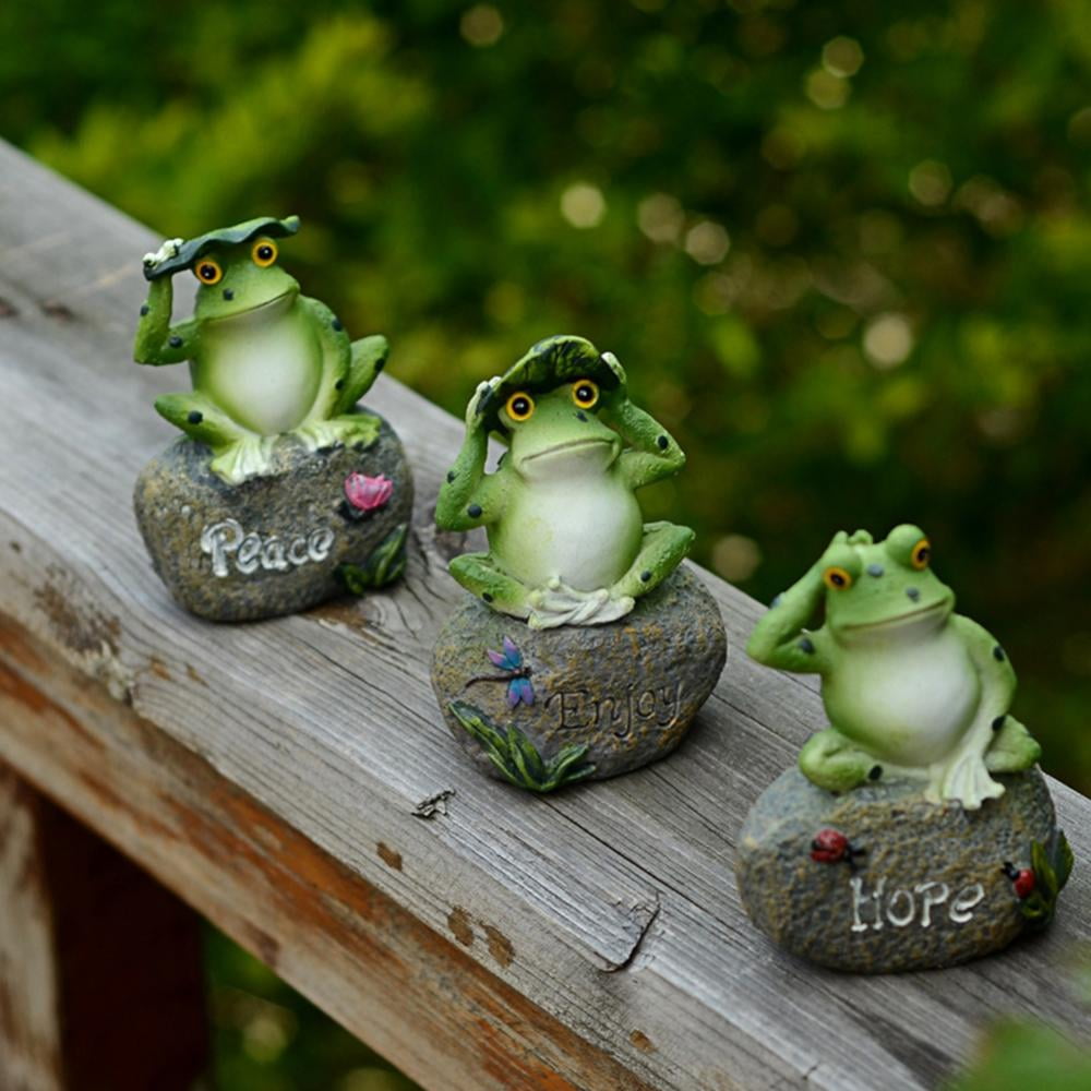 5 Inch Frogs Garden Statues Frogs Sitting On Stone Sculptures Garden ...