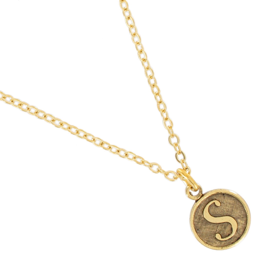 Gold Tone Chain Cursive Initial Letter S Charm Pendant Necklace Ladies ...