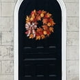 Haute Decor 24 Inch Pre-Lit Fall Pumpkin Artificial Wreath with 30 Warm ...