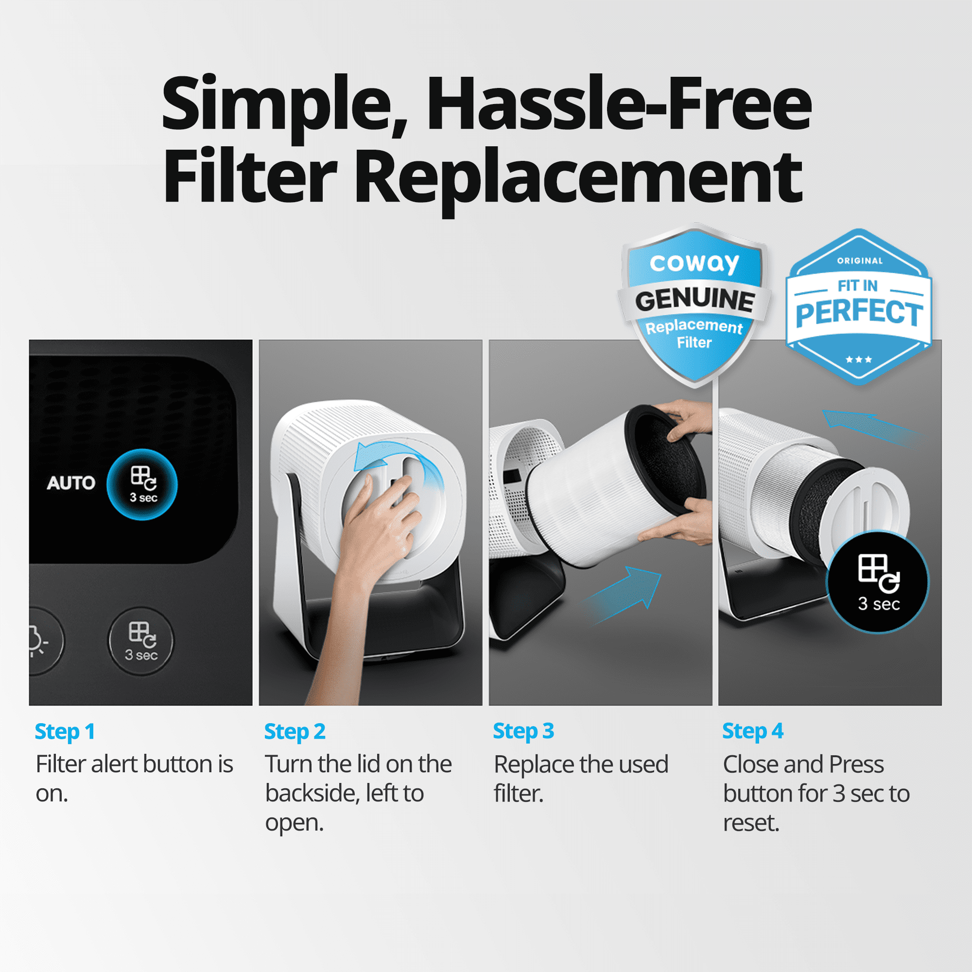 Coway Airmega Aim HEPA Air Purifier 2in1 Fan Covers 246 sq ft Auto Mode Filter Indicator Walmart
