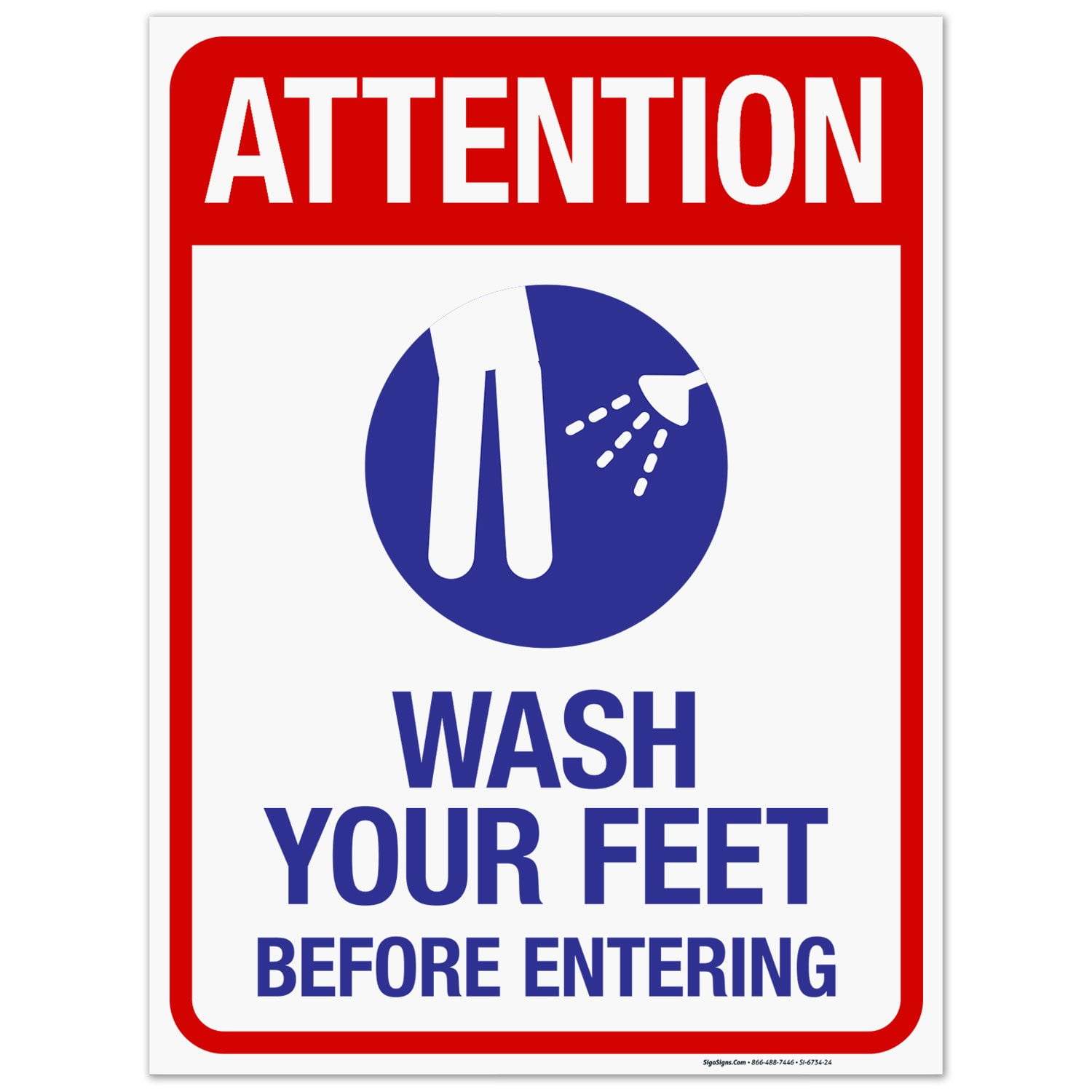 Attention Wash Your Feet Before Entering Sign, Pool Sign, - Walmart.com