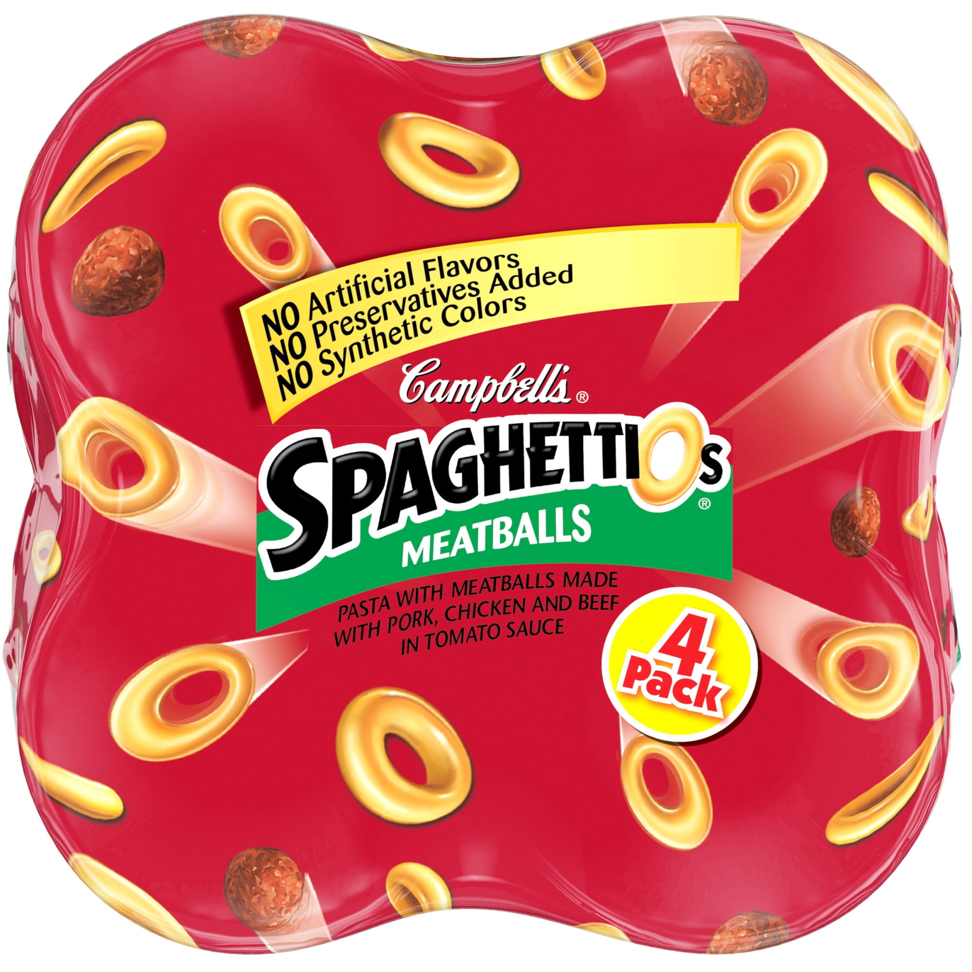 Campbells Spaghettios With Meatballs 4 Pack) SpaghettiOs Canned Pasta