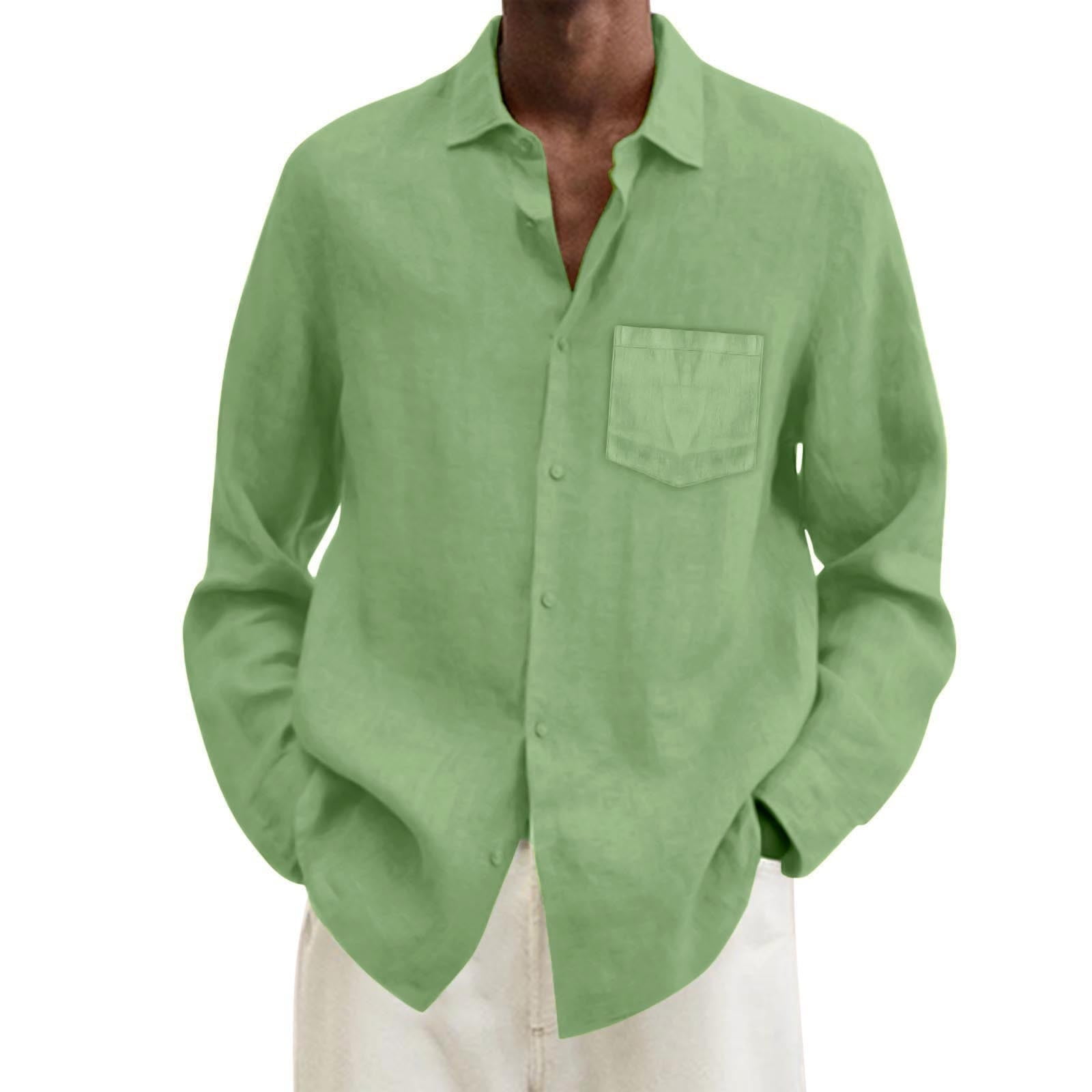 Click here for Linyuppp Men Summer Linen Shirt Solid Color Casual... prices