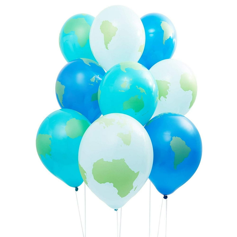 50 Packs Planet Earth World 3 Design Balloons 7" for Birthday Parties ...