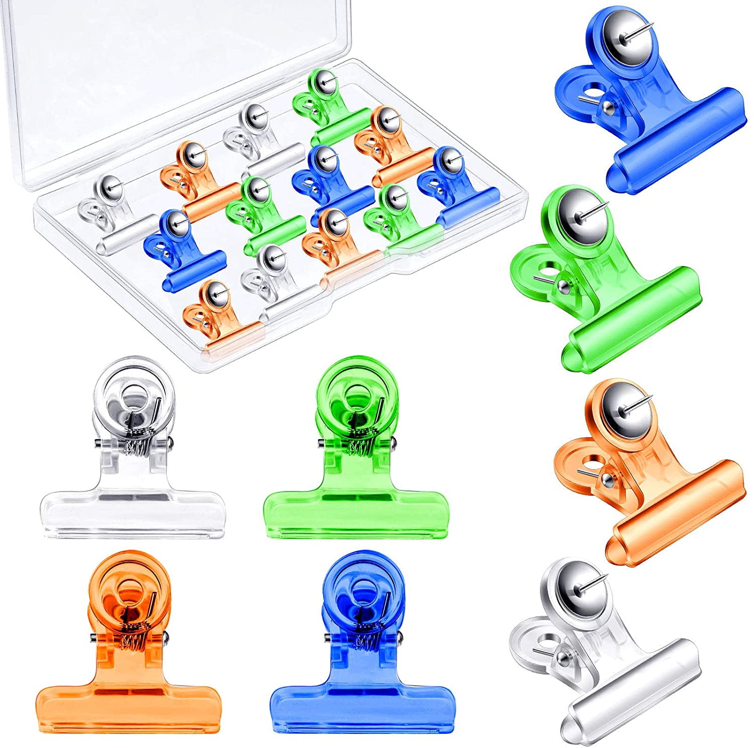 WEIS 30 Pieces Clear Push Pins Clips Bulldog Thumbtack Clips Plastic ...