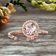 2.25 Carat 6mm Round Cut Morganite 10k Rose Gold Wedding Set Half ...