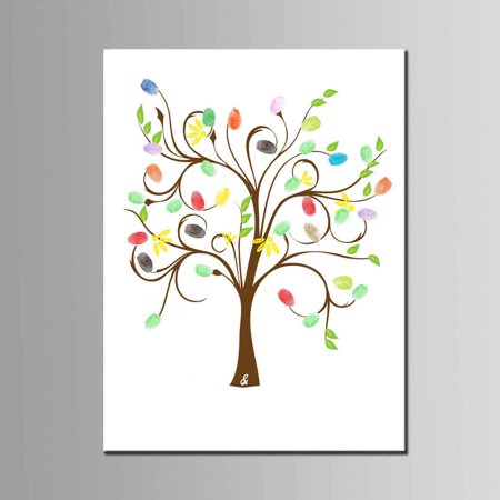 Wedding Birthday Party DIY Signature fingerprint tree Canvas Painting ...