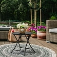 Teokj Folding Outdoor Side Tables Anti Rust Small Patio Table Round Metal End Table With