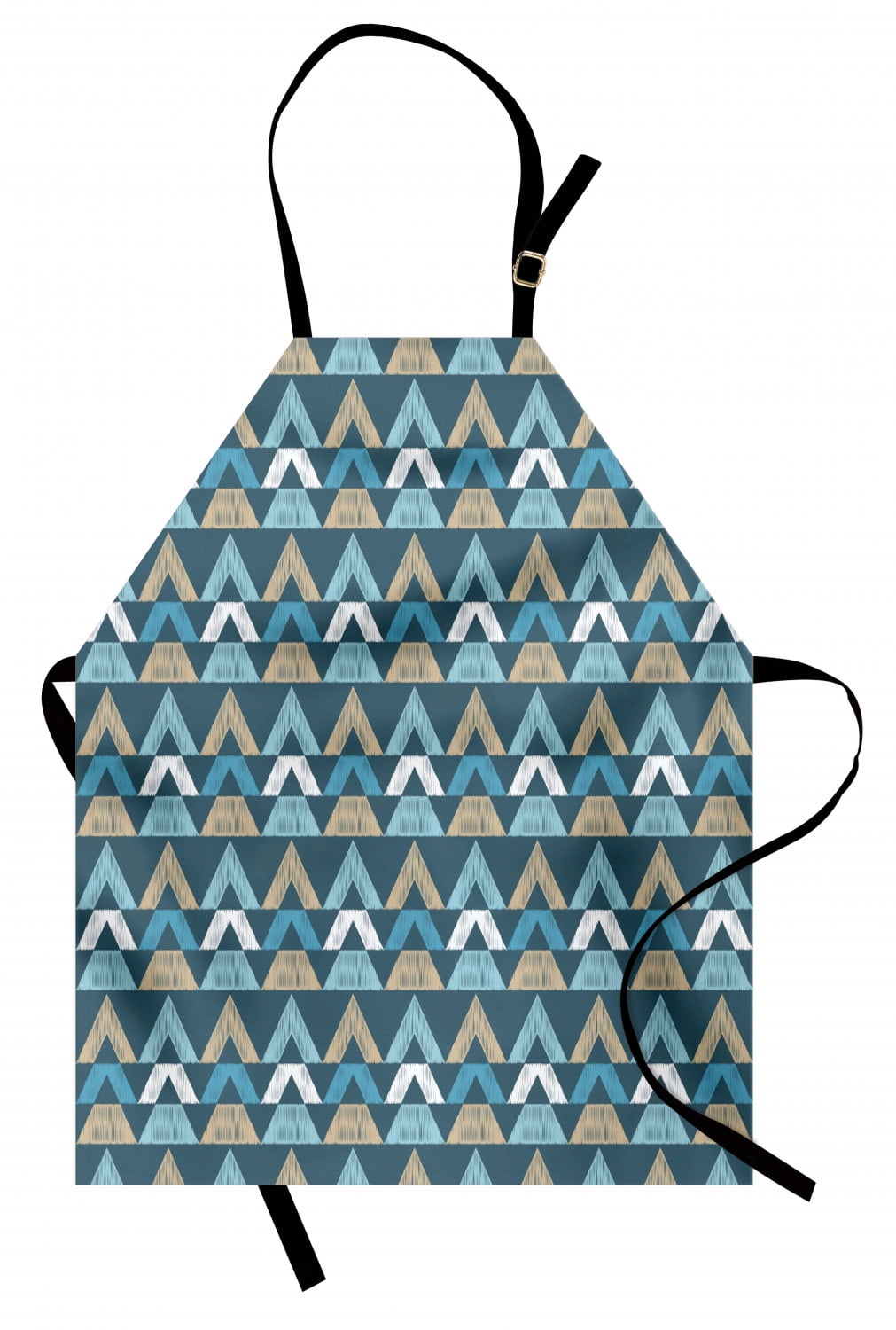 Boho Apron Horizontal Borders with Sketchy Triangle Shapes Retro ...
