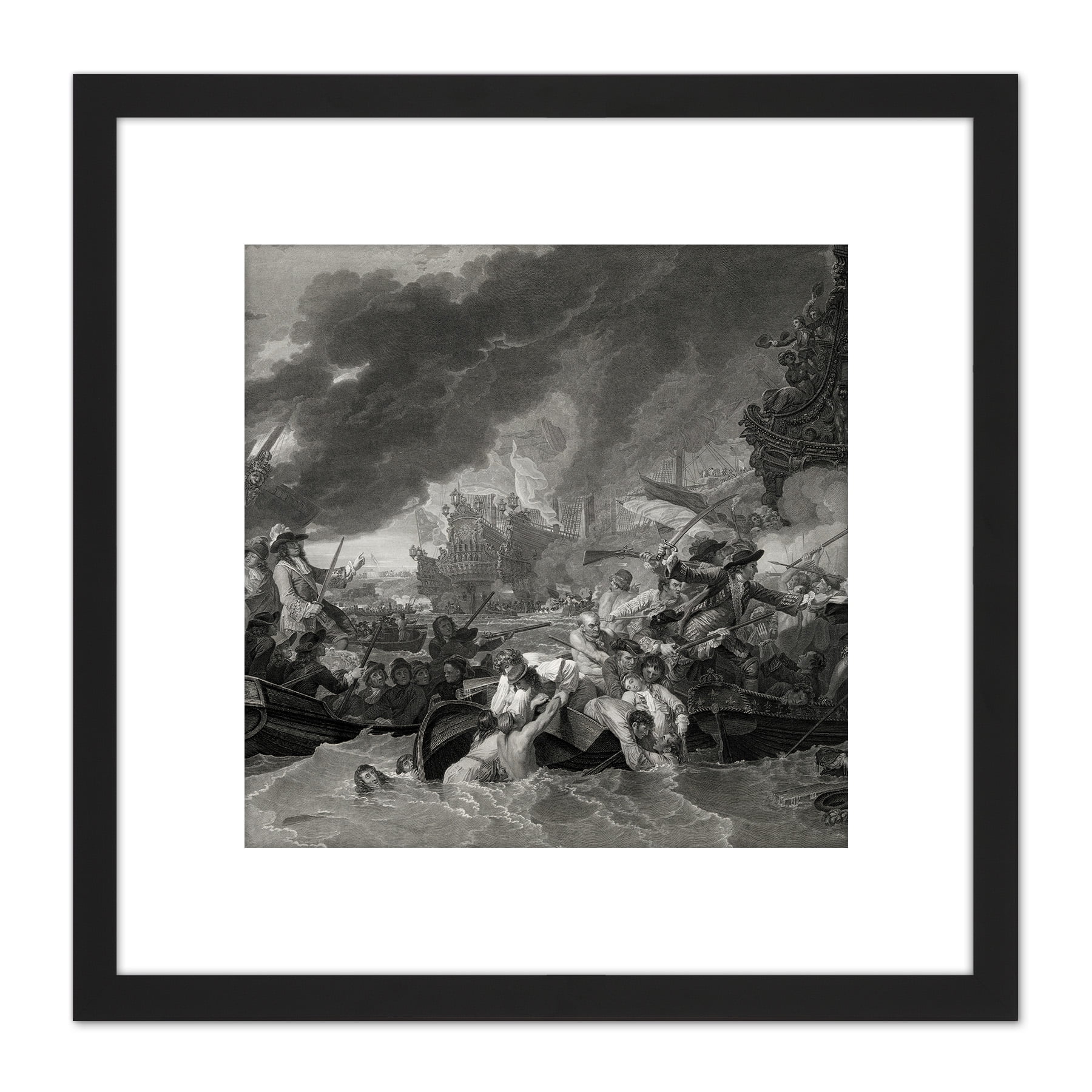 Woollett 9 Years War Battle La Hogue Illustration 8X8 Inch Square ...