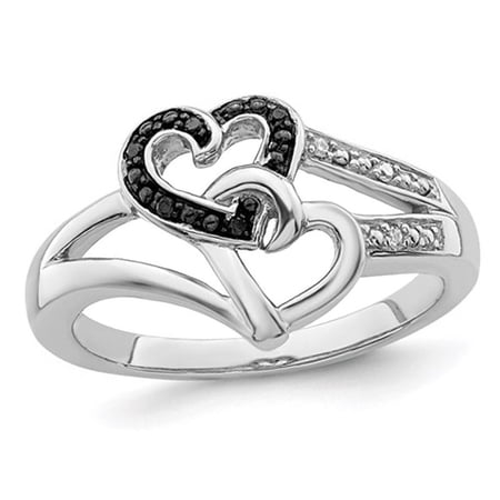 Black & White Diamond Accent Heart Promise Ring in Sterling Silver ...