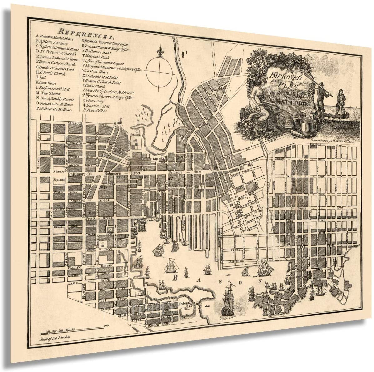 HISTORIX 1804 Baltimore Maryland Map Poster Wall Art Print, 18 x 24 ...