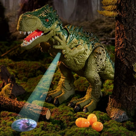 HTCM Electronic Walking Dinosaur with Projection, Flashing Horns and ...