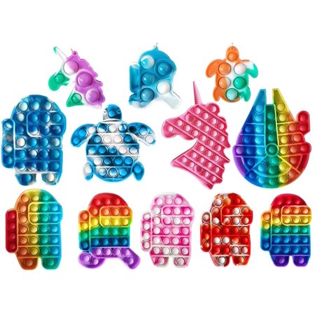 8 Packs Rainbow Pop Fidget Sensory Toy, Mini UFO Pop Bubble Sensory ...