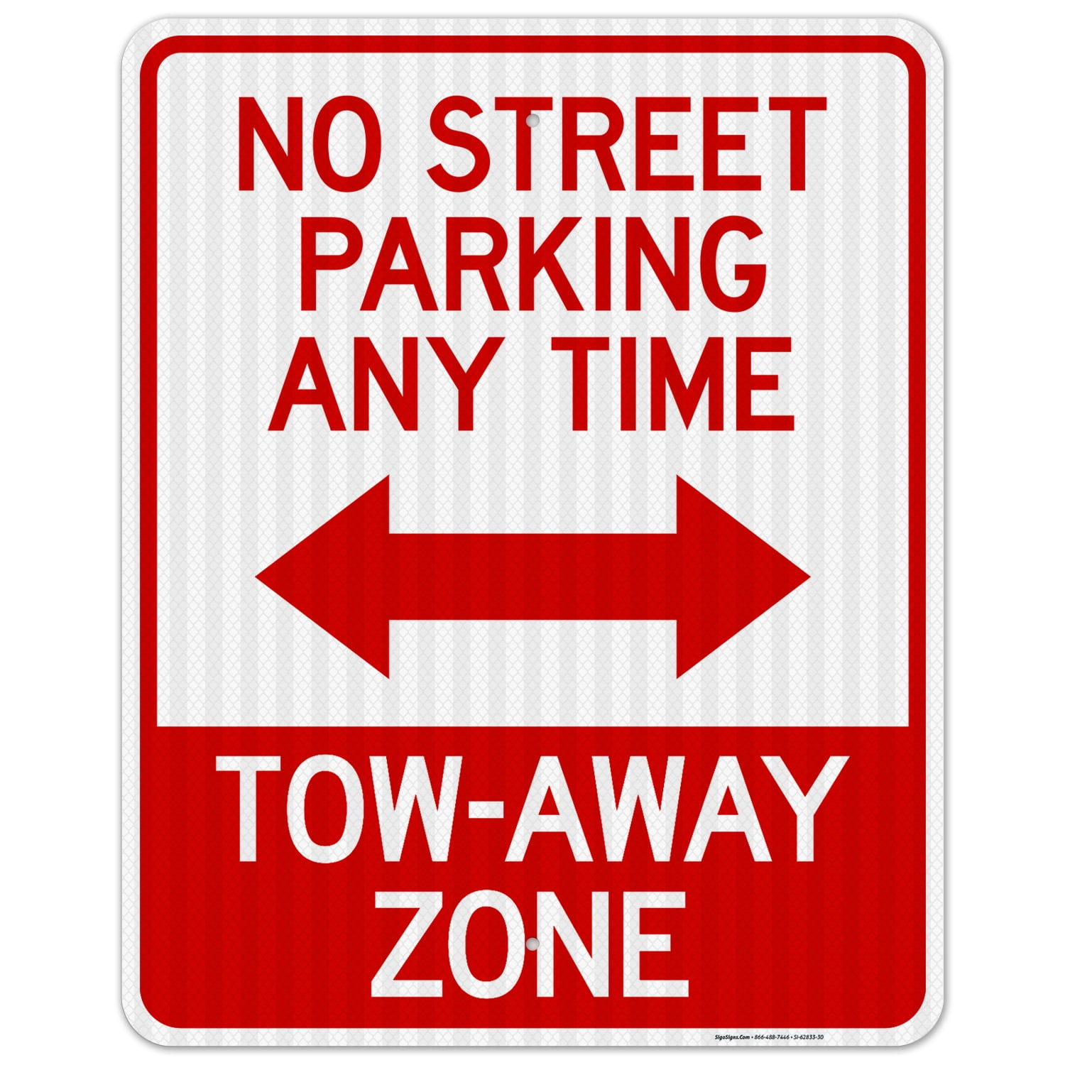 No Street Parking Anytime Tow Away Zone With Bidirectional Arrow Sign ...