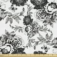 Floral Fabric by the Yard, Repeating Gloomy Greyscale Tone Plants ...