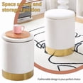 Round Storage Ottoman Velvet Upholstered Footrest Dressing Stool ...